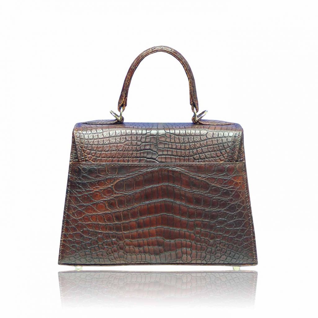 Dark brown crocodile handbag I Emerging designer I COVETI