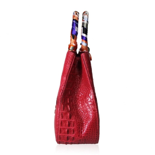 Women’s Red Crocodile Leather Novel Handbag | Coveti