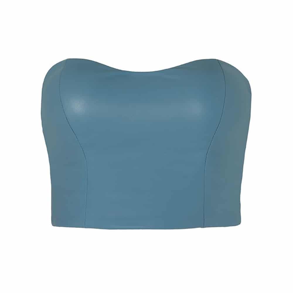 Blue Leather Bralette Corset | Coveti