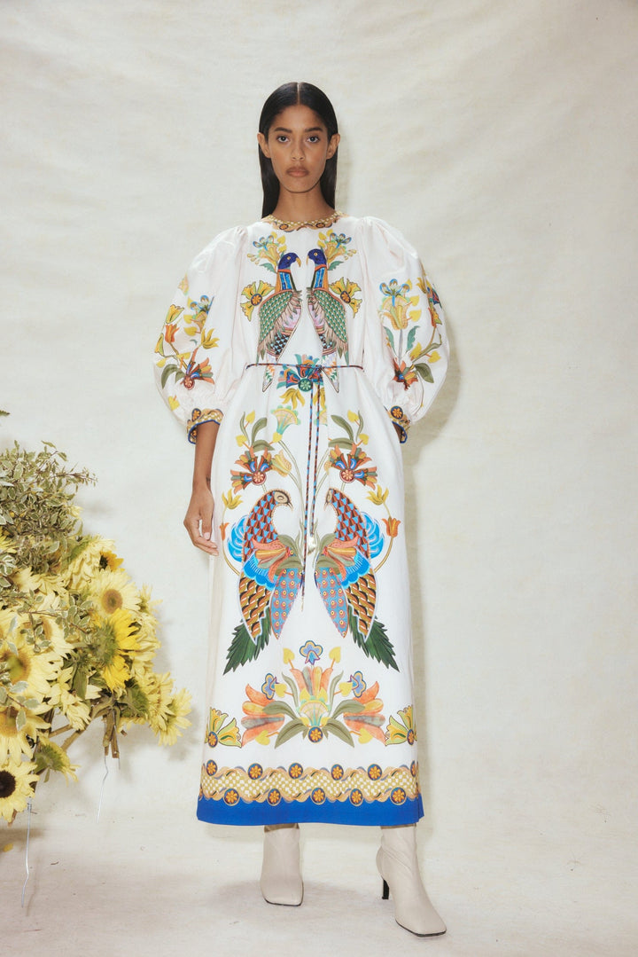 Alemais Puff Sleeve Midi Dress | Designer Collection | Coveti