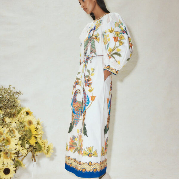 Alemais Puff Sleeve Midi Dress | Designer Collection | Coveti